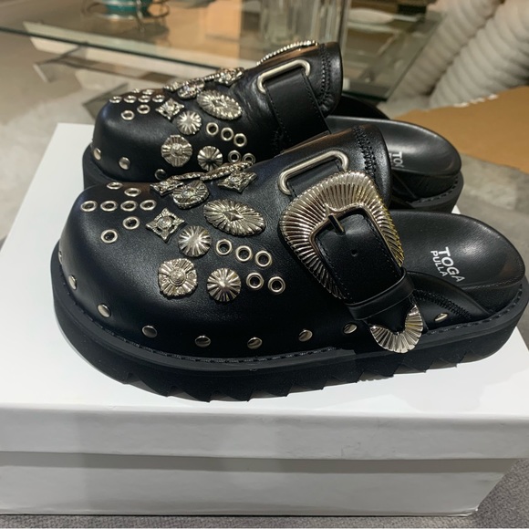 TOGA Pulla | Shoes | Black And Silver Toga Pulla Clogs | Poshmark
